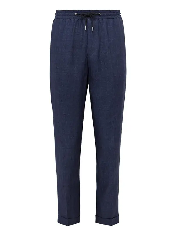 Paul Smith Tapered Linen Drawstring Trousers - Blue