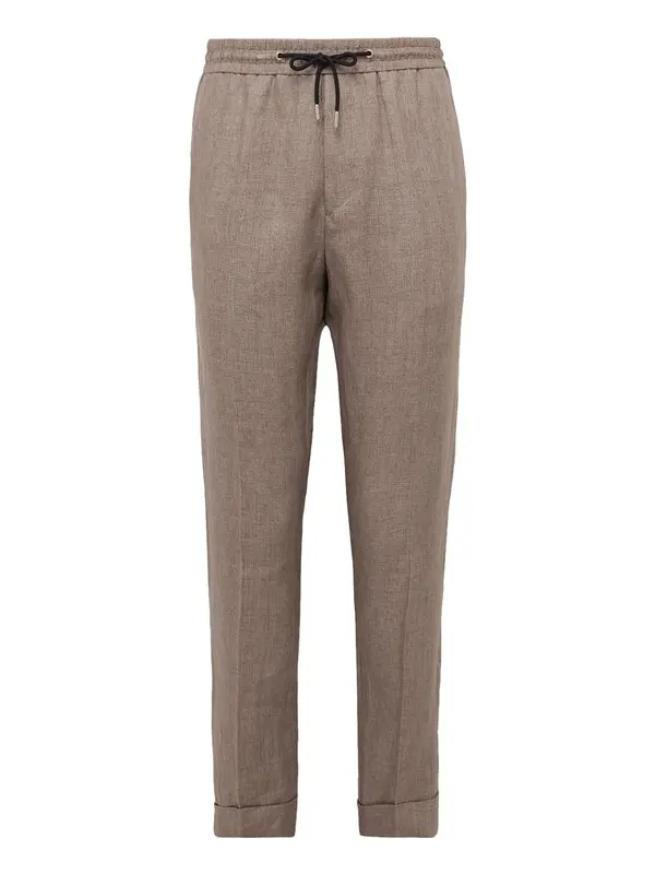Paul Smith Tapered Linen Trousers - Brown