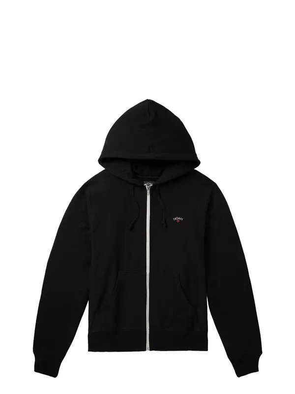 NOAH Logo-embroidered Zip-up Hoodie - Black