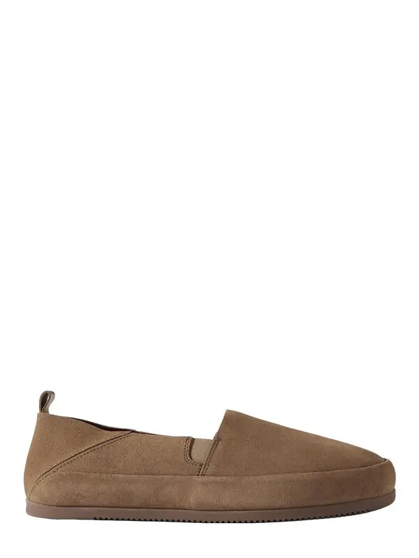 Mulo Collapsible-heel Suede Loafers - Brown