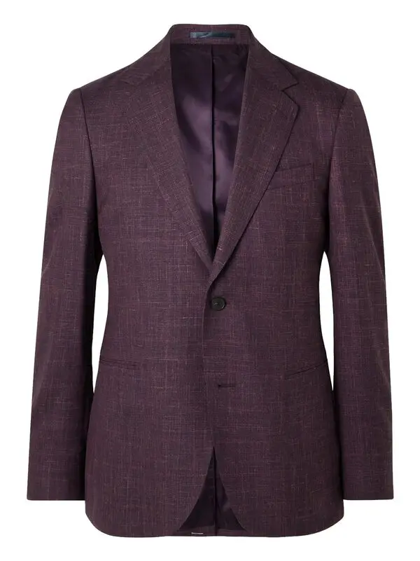 Mr P. Slim-fit Virgin Wool, Silk And Linen-blend Suit Jacket - Burgundy
