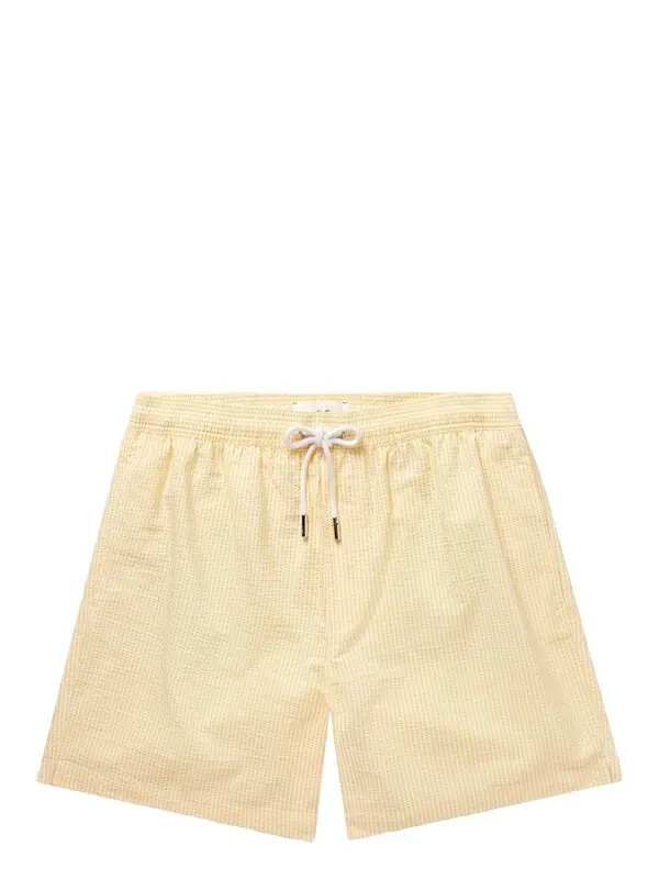 Mr P. Straight-leg Striped Seersucker Swim Shorts - Yellow