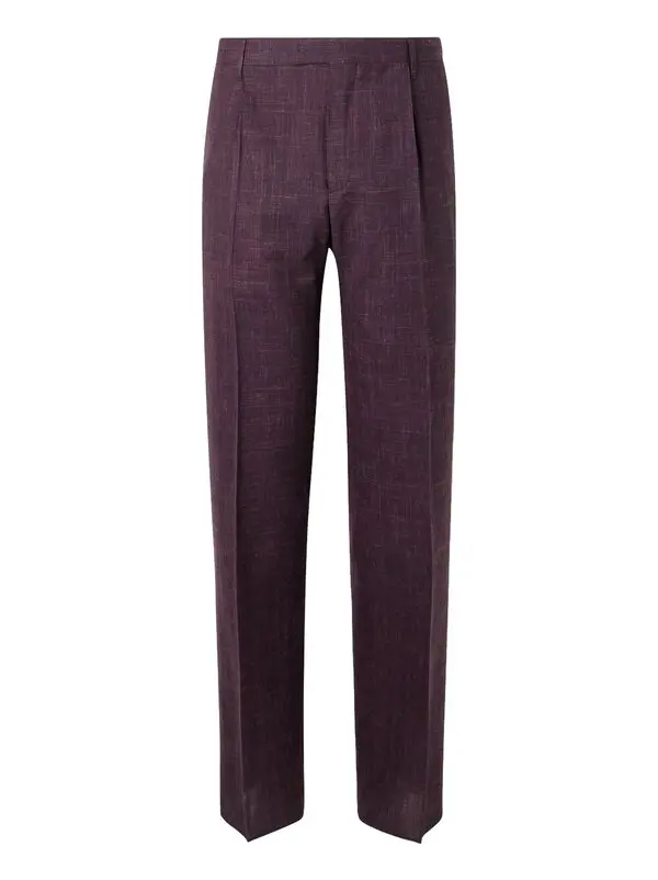 Mr P. Mike Straight-leg Pleated Suit Trousers - Burgundy
