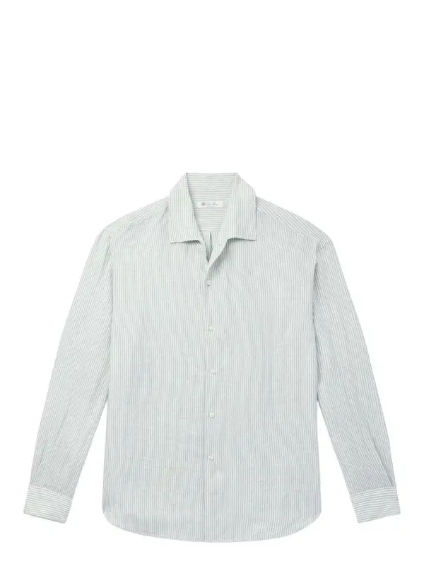Loro Piana Raffaele Striped Linen Shirt - Green
