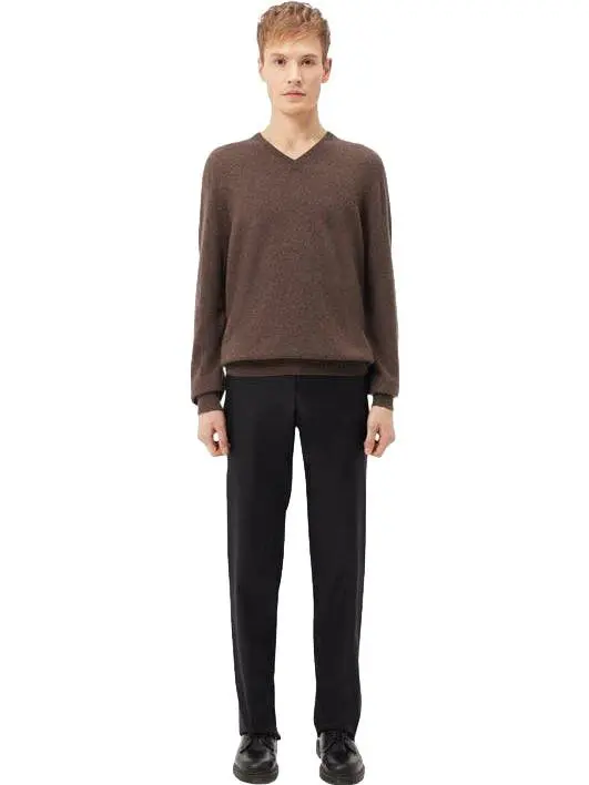 Gobi Cashmere Essential V-neck Cashmere Sweater - Cocoa
