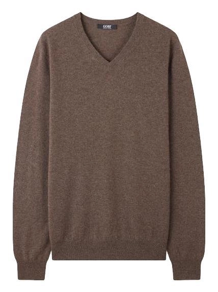 Gobi Cashmere Essential V-neck Cashmere Sweater - Cocoa