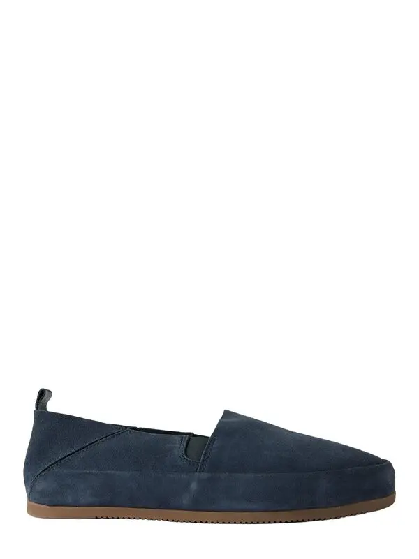 Mulo Collapsible-heel Suede Loafers - Blue