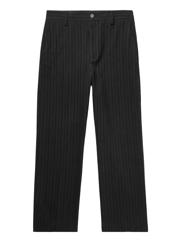 Nn07 Paw 1921 Straight-leg Striped Trousers - Black