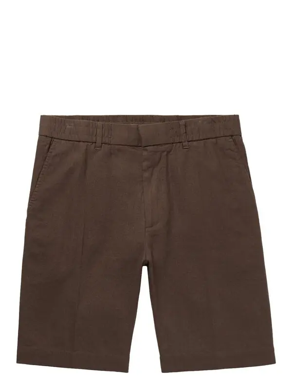 Nn07 Billie 5397 Straight-leg Linen And Organic Cotton-blend Shorts - Brown