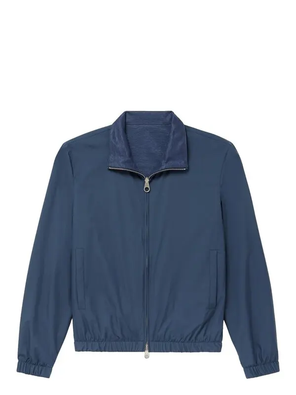 Loro Piana Reversible Storm System® Jersey And Twill Bomber Jacket - Blue