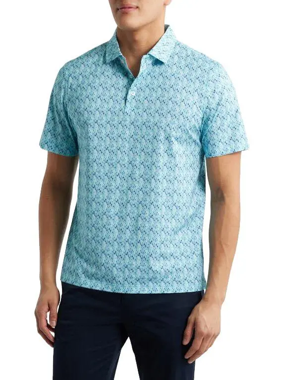 Bugatchi Victor Ooohcotton® Geo Print Polo - Turquoise