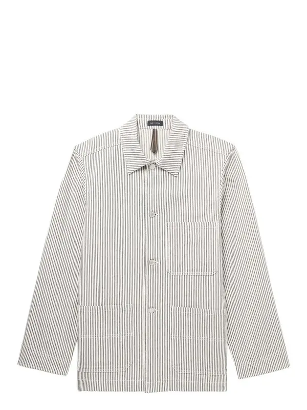 DRAKE'S Stoker Striped Overshirt - White