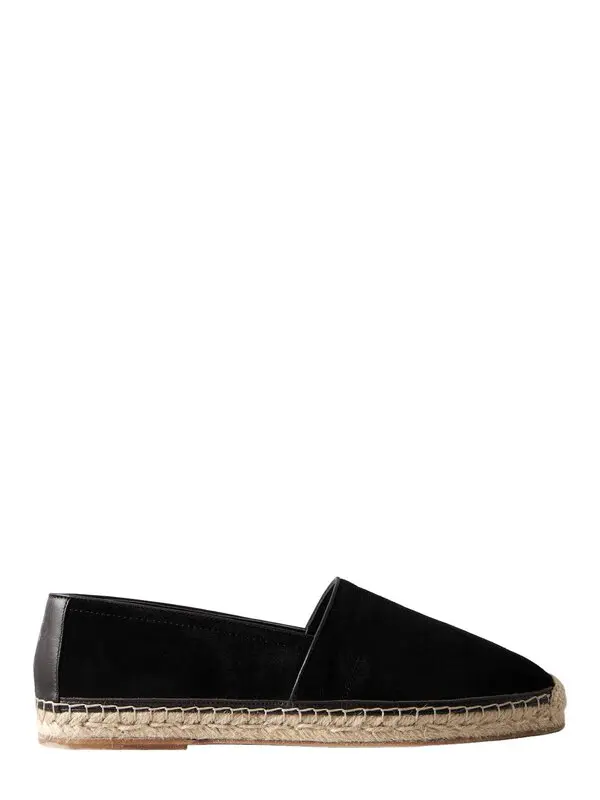 Brunello Cucinelli Leather-trimmed Suede Espadrilles - Black