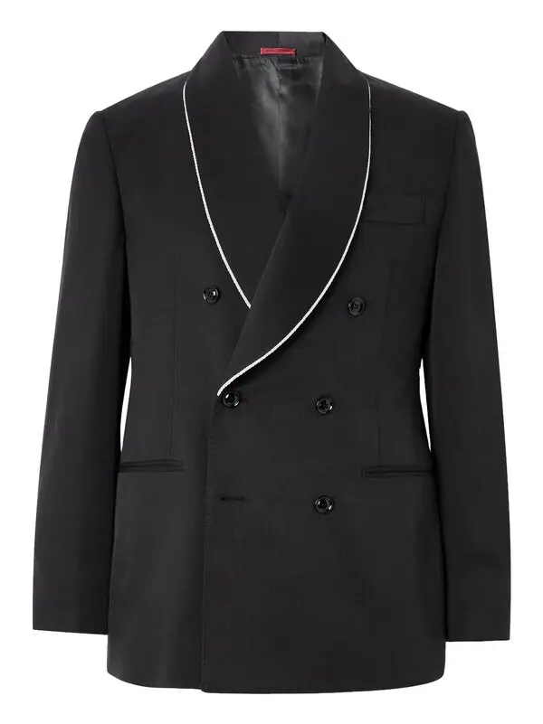 Brunello Cucinelli Double-breasted Shawl-lapel Silk-twill Tuxedo Jacket - Black