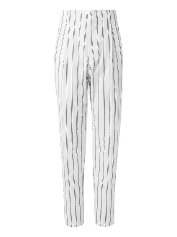 Brunello Cucinelli Straight-leg Pinstriped Cotton Trousers - White