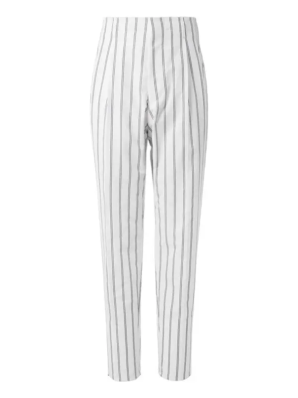 Brunello Cucinelli Straight-leg Pinstriped Cotton Trousers - White