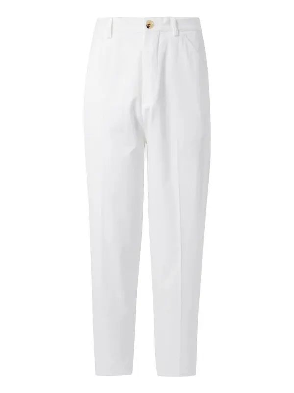 Brunello Cucinelli Straight-leg Pleated Cotton Trousers - White