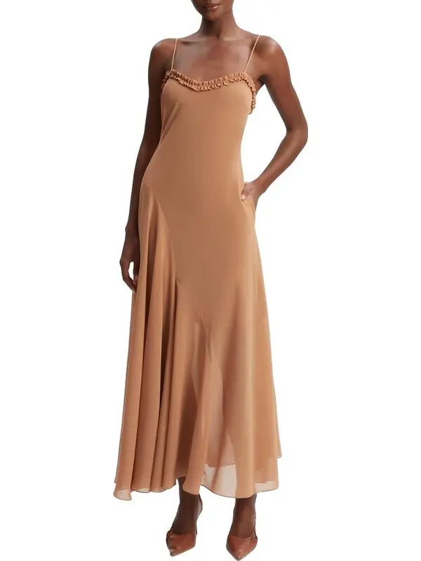 Bardot Tatian Frill Trim Maxi Dress - Tan