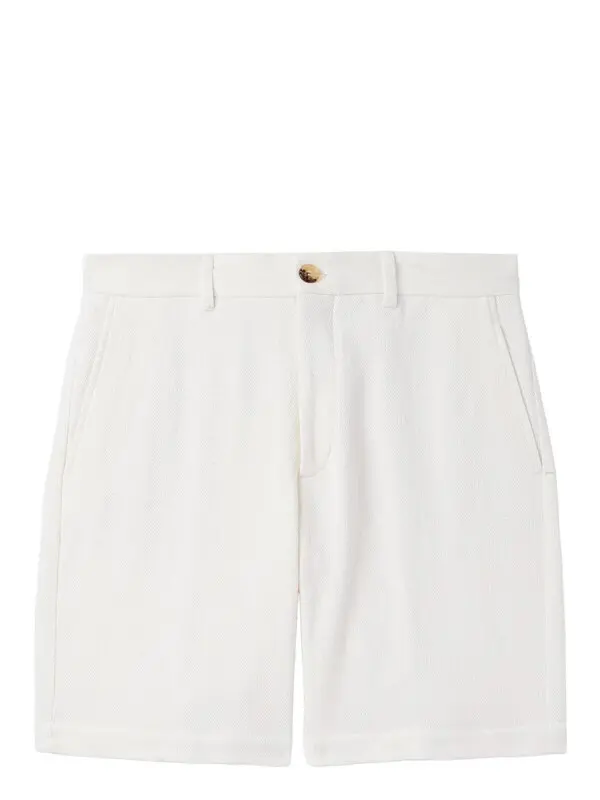 Brunello Cucinelli Straight-leg Herringbone Bermuda Shorts - White