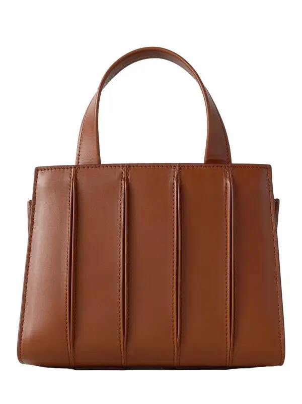 Max Mara Whitney Bag 4 Small Pleated Leather Tote - Brown