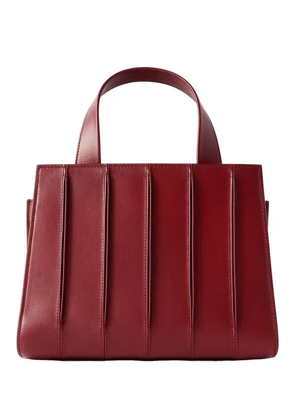 Max Mara Whitney Bag 5 Medium Pleated Leather Tote - Burgundy