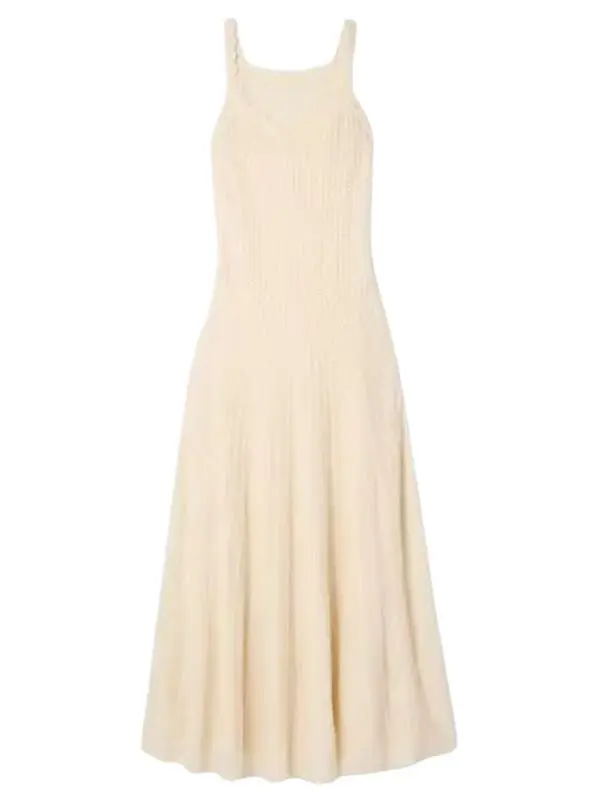 Khaite Thora Pointelle-knit Midi Dress - Cream