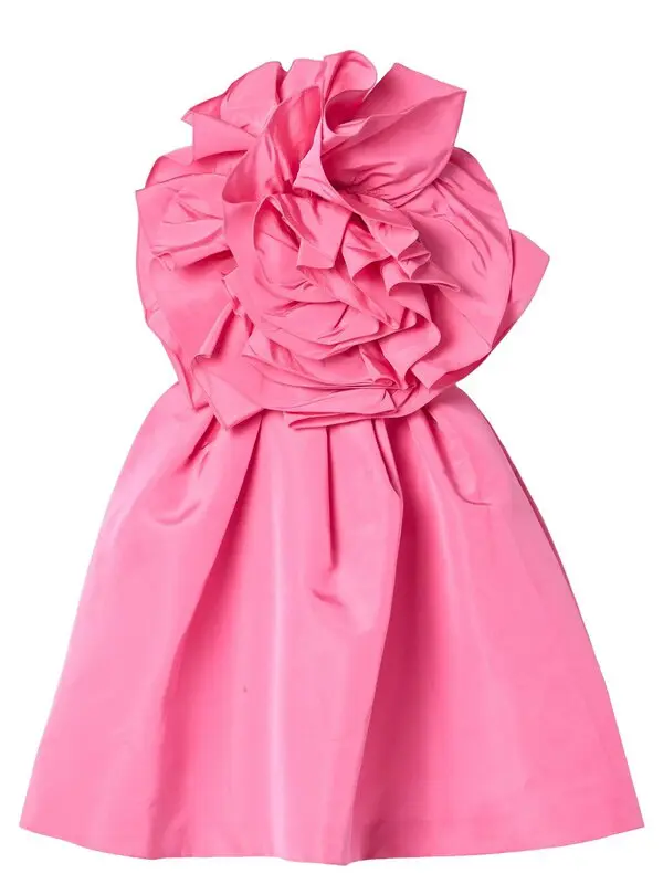 Carolina Herrera Strapless Appliquéd Silk-faille Mini Dress - Pink
