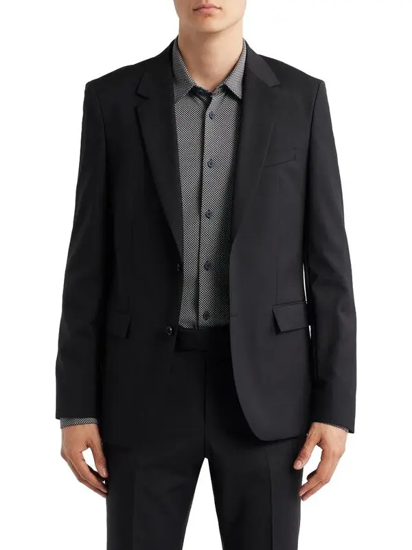 BOSS Houston Solid Wool Suit Jacket - Black
