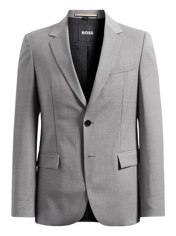 BOSS Houston Solid Wool Suit Jacket - Silver
