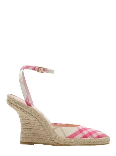 Burberry Check Mews Espadrille Pumps - Aubergine Purple