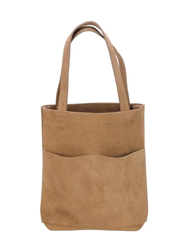 EZRA ARTHUR Brooklyn Nubuck Suede Leather Tote Bag - Sand
