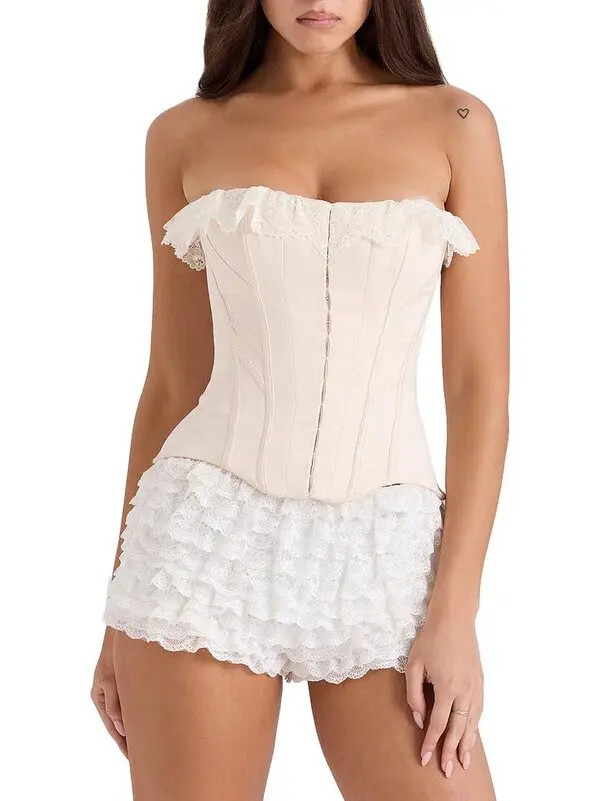 House Of Cb Idella Strapless Corset Top - Ecru
