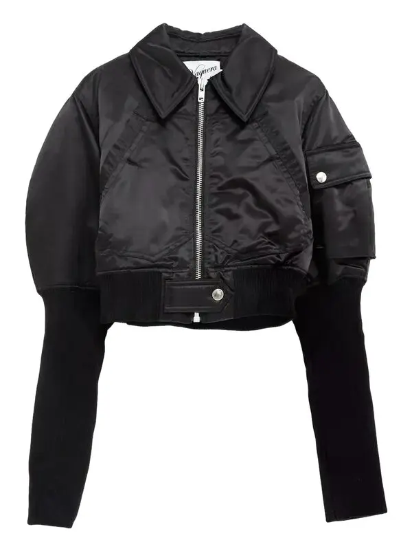 Vaquera Satin Bomber Jacket - Black