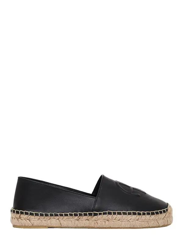 ANINE BING Paloma Embossed Leather Espadrilles - Black