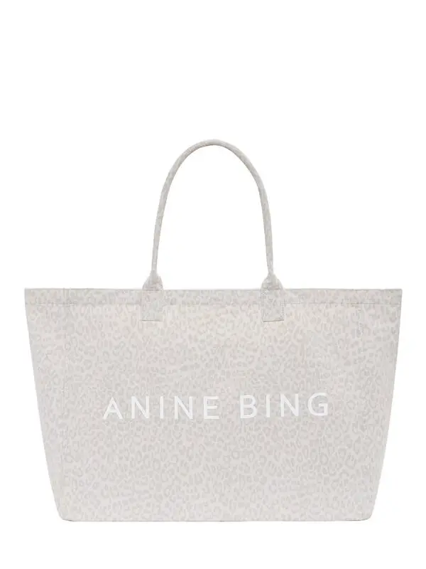 ANINE BING Leo Canvas Tote - Washed White Leopard