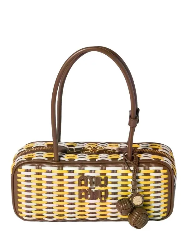 Miu Miu Woven-effect Tote Bag - Brown