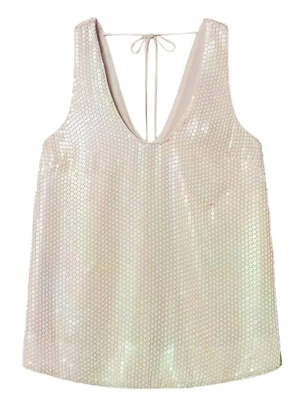 TWINSET Sequin-embellished Tank Top - Neutrals