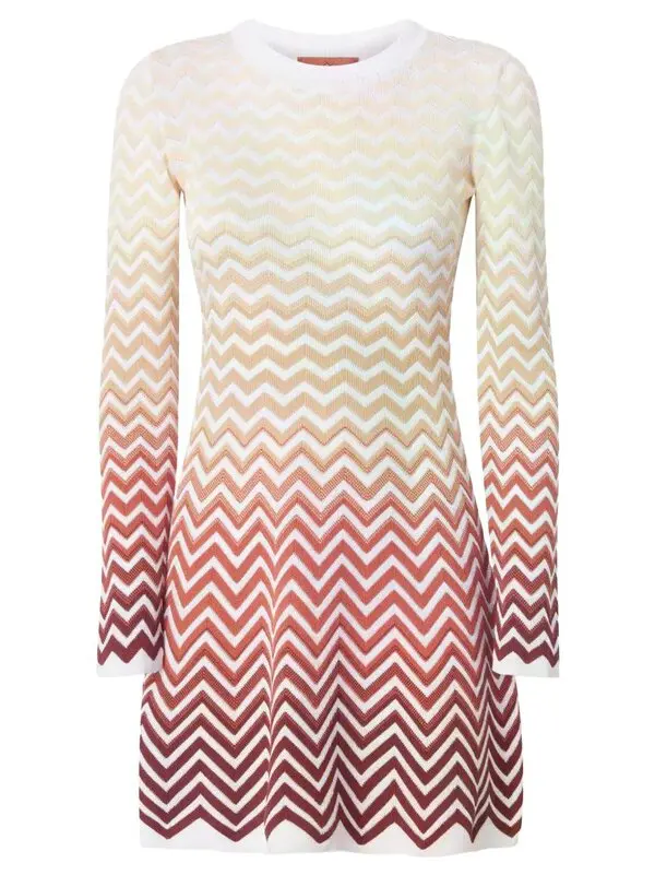 Missoni Zigzag-pattern Mini Dress - Neutrals