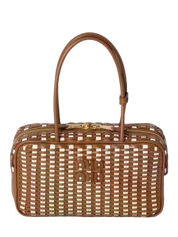 Miu Miu Bea Woven-effect Tote Bag - Brown