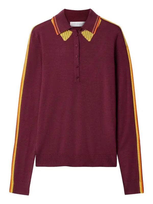 Gabriela Hearst Zorya Cashmere And Silk-blend Polo Top - Red