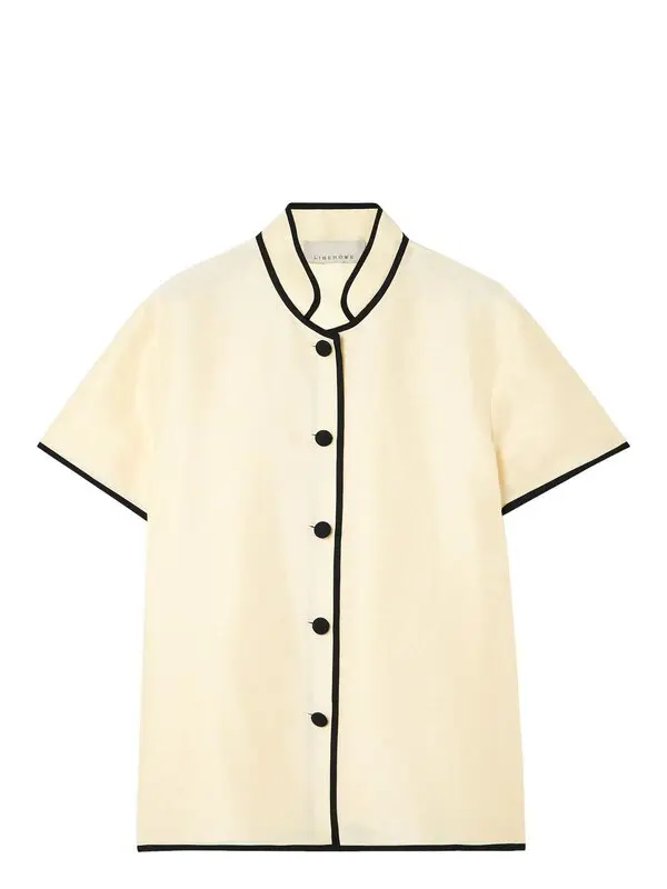 LIBEROWE Mandarin Linen-blend Blouse - Neutrals