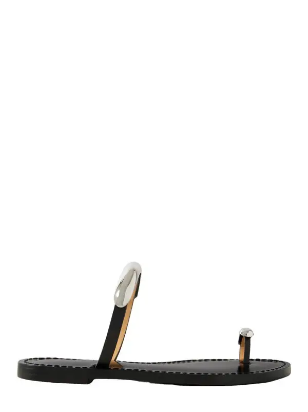 AMANU The Samburu Embellished Leather Sandals - Black