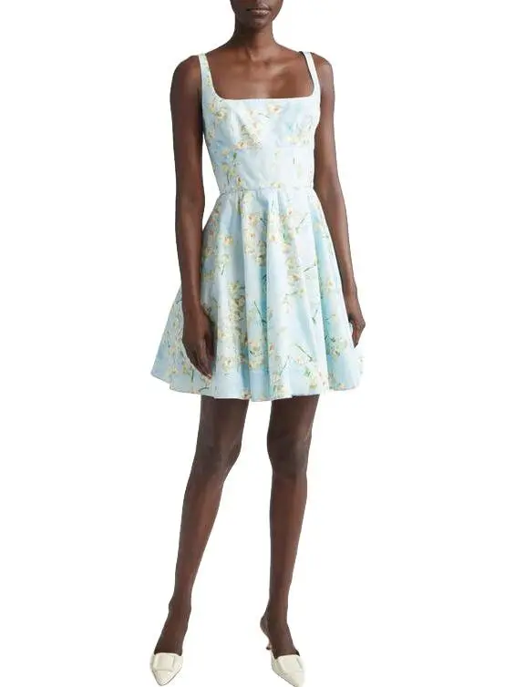 EMILIA WICKSTEAD Mona Floral Cotton Sundress - Little Lillies On Blue