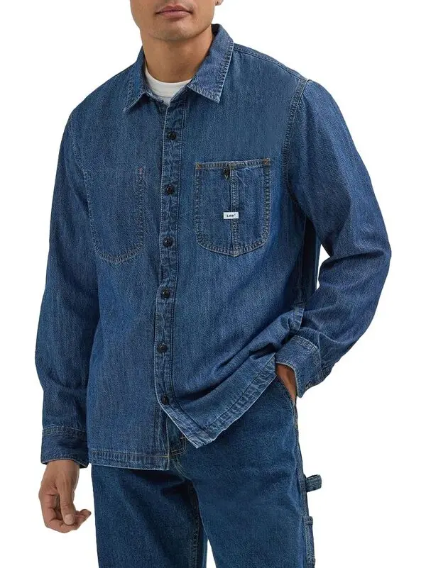 LEEM Denim Overshirt - Mid Wash