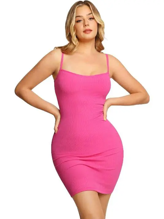 POPILUSH Shapewear Butt Lift Mini Slip Dress - Hot Pink
