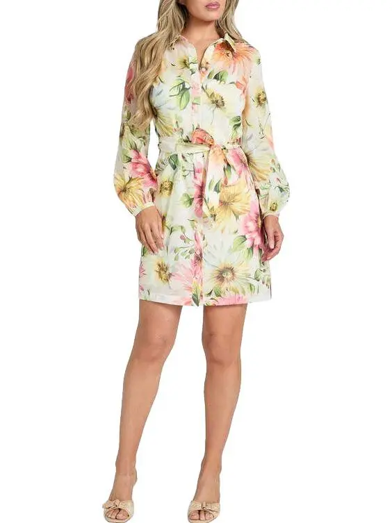 Guess Faith Floral Print Shirt Dress - Painted Daisies Print