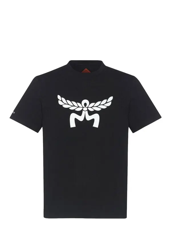 Mcm Laurel Logo Print T-shirt In Organic Cotton - Black