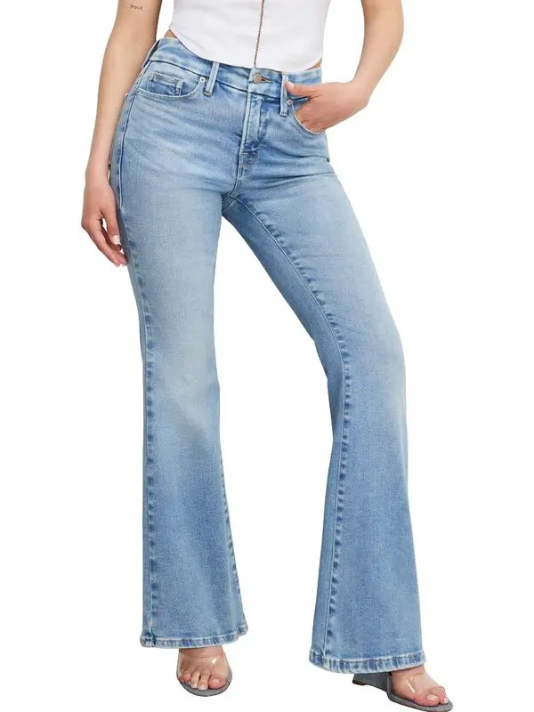 Good American Dolly Joleans Petite Flare Jeans - Indigo1019