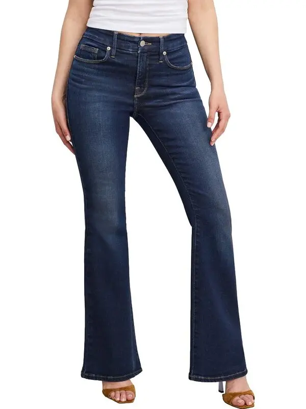 Good American Dolly Joleans Petite Flare Jeans - Indigo1020
