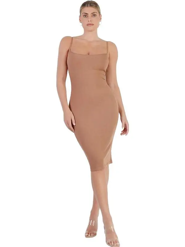 POPILUSH Shapewear Modal Bodycon Dress - Camel